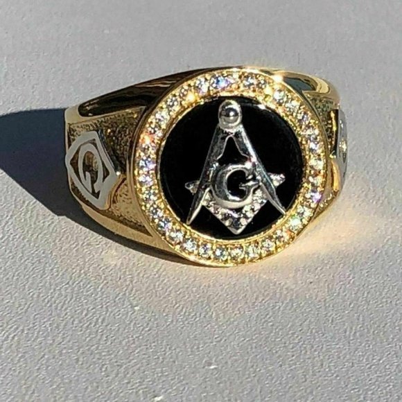 Accessories | Mens 14k Gold Real Solid 925 Silver Freemason Masonic G ...